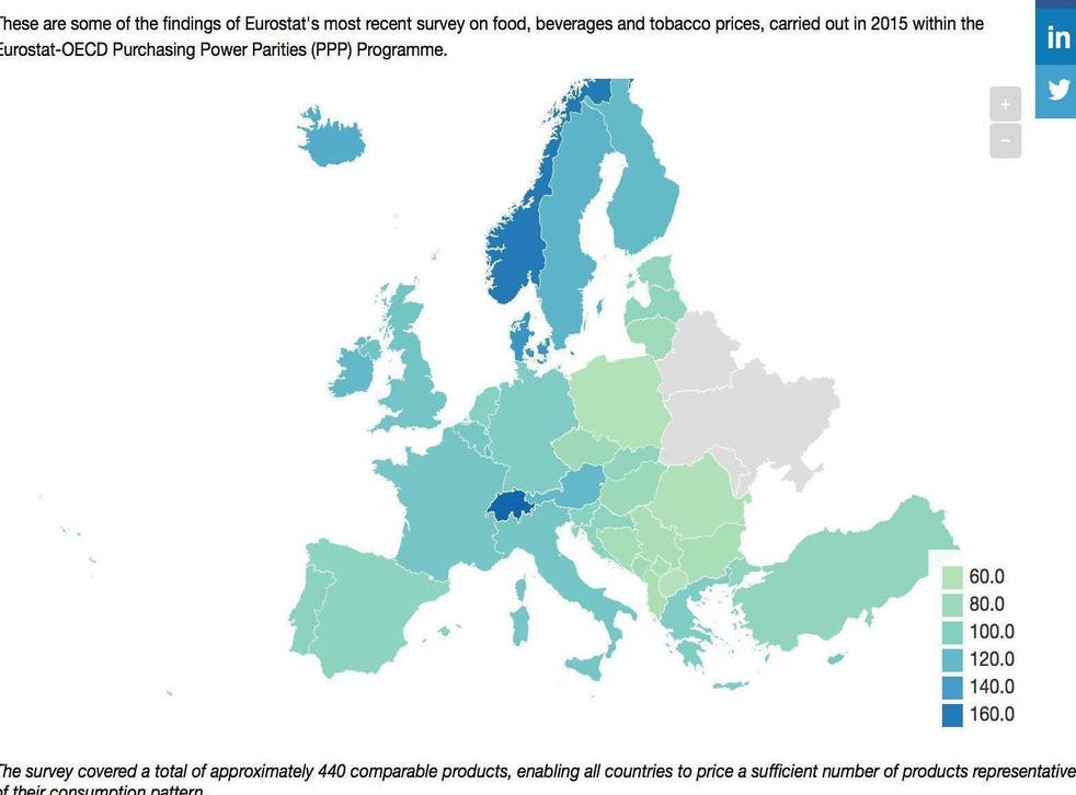The Map Of Where Food Is Most Expensive In Europe Indy100 Indy100 the-map-of-where-food-is-most-expensive-in-europe-indy100-indy100