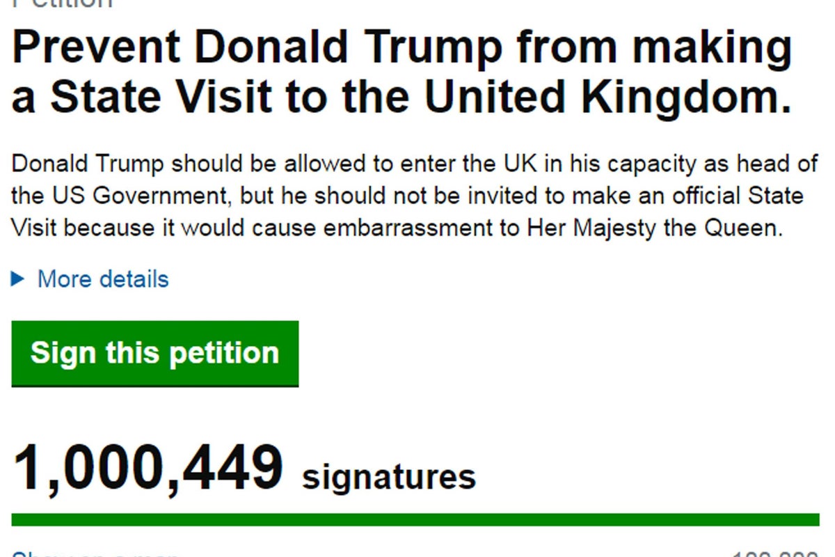 Petition map shows which parts of UK called for Donald Trump's state ...
