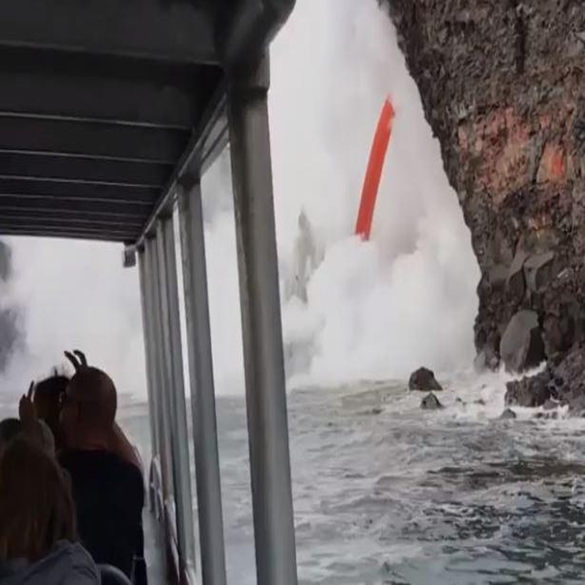 lava flows into ocean