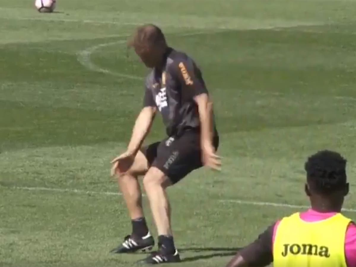 Tony Adams performs bizarre dance during training session with Granada ...