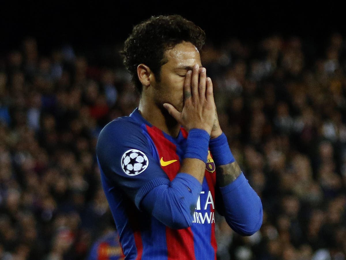Barcelona star Neymar attempts a piece of elaborate training ground ...