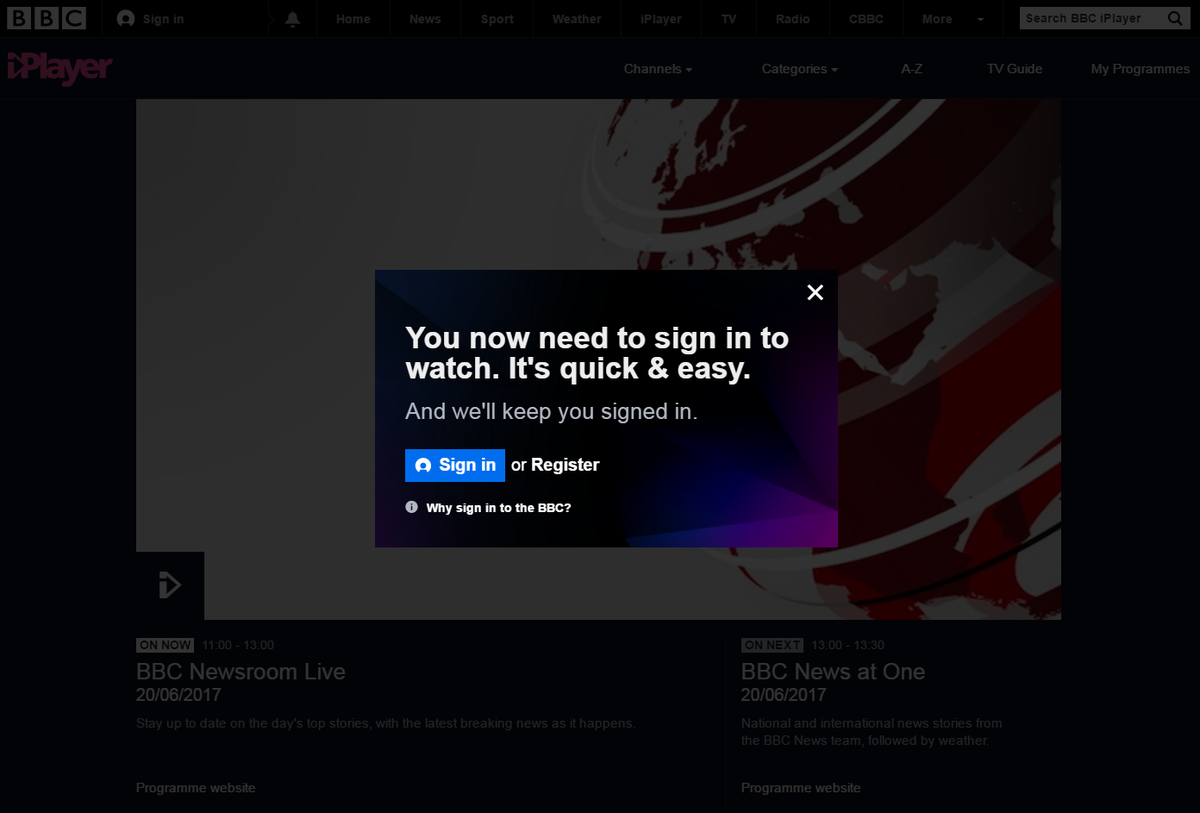 BBC iPlayer now requires users to register and sign in | The ...