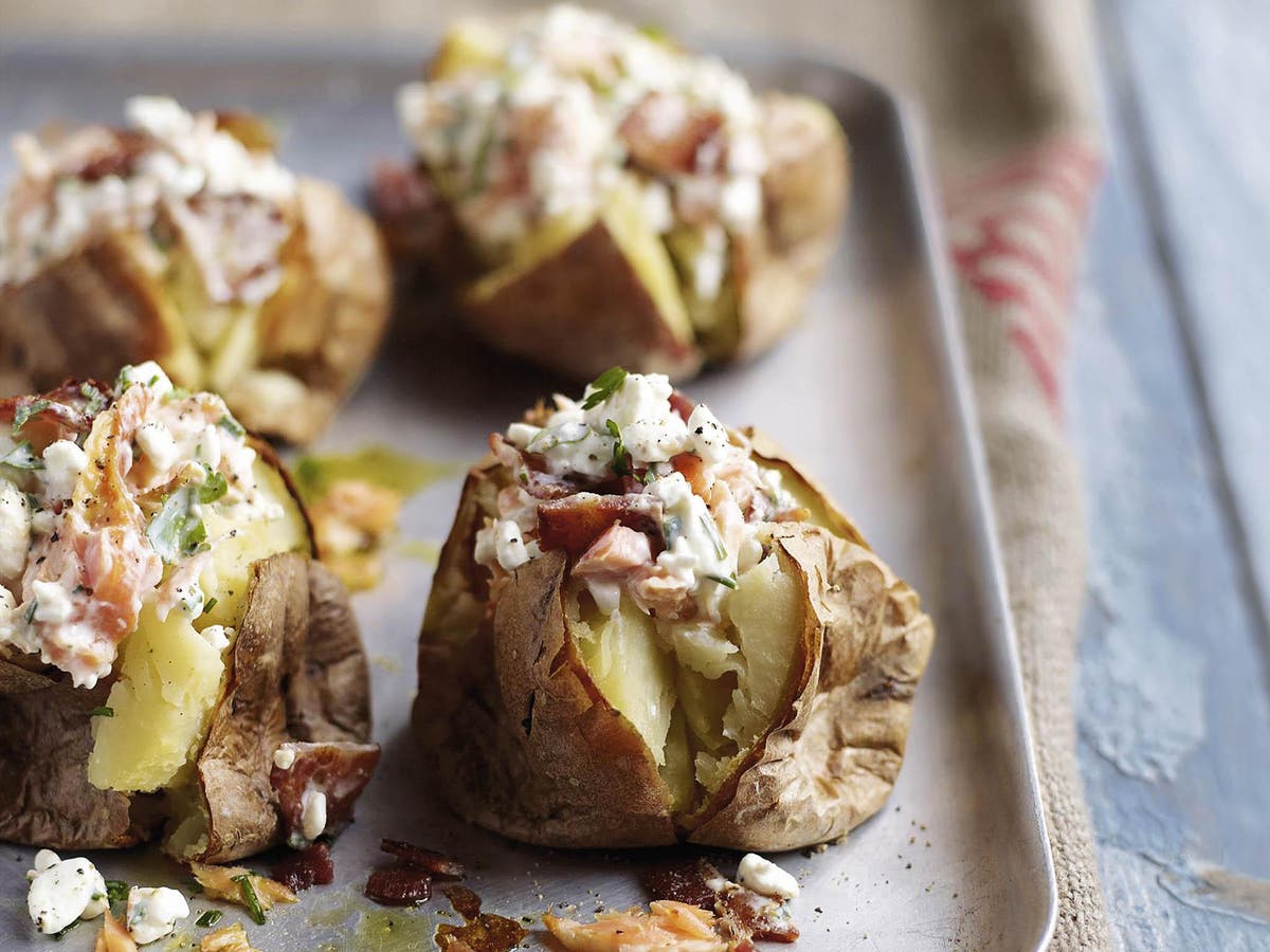 How to make jacket potatoes with crispy bacon and salmon | The ...