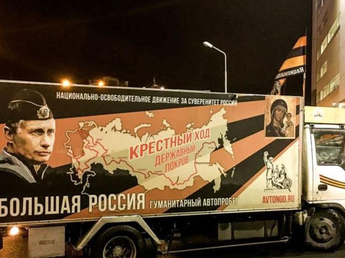 Pro-Putin forces drive convoy with 'Big Russia' sign through Belarus ...