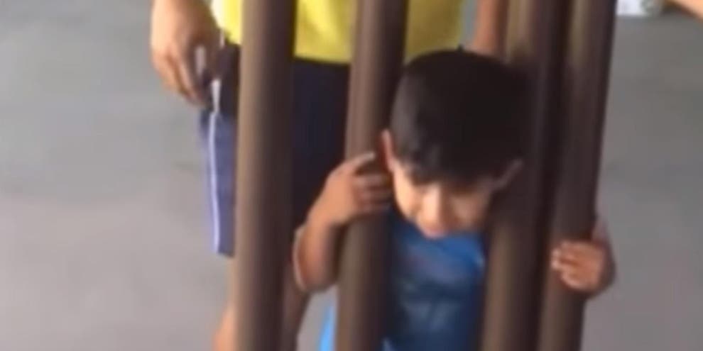 Man tries every way except the obvious one to free his little boy's ...