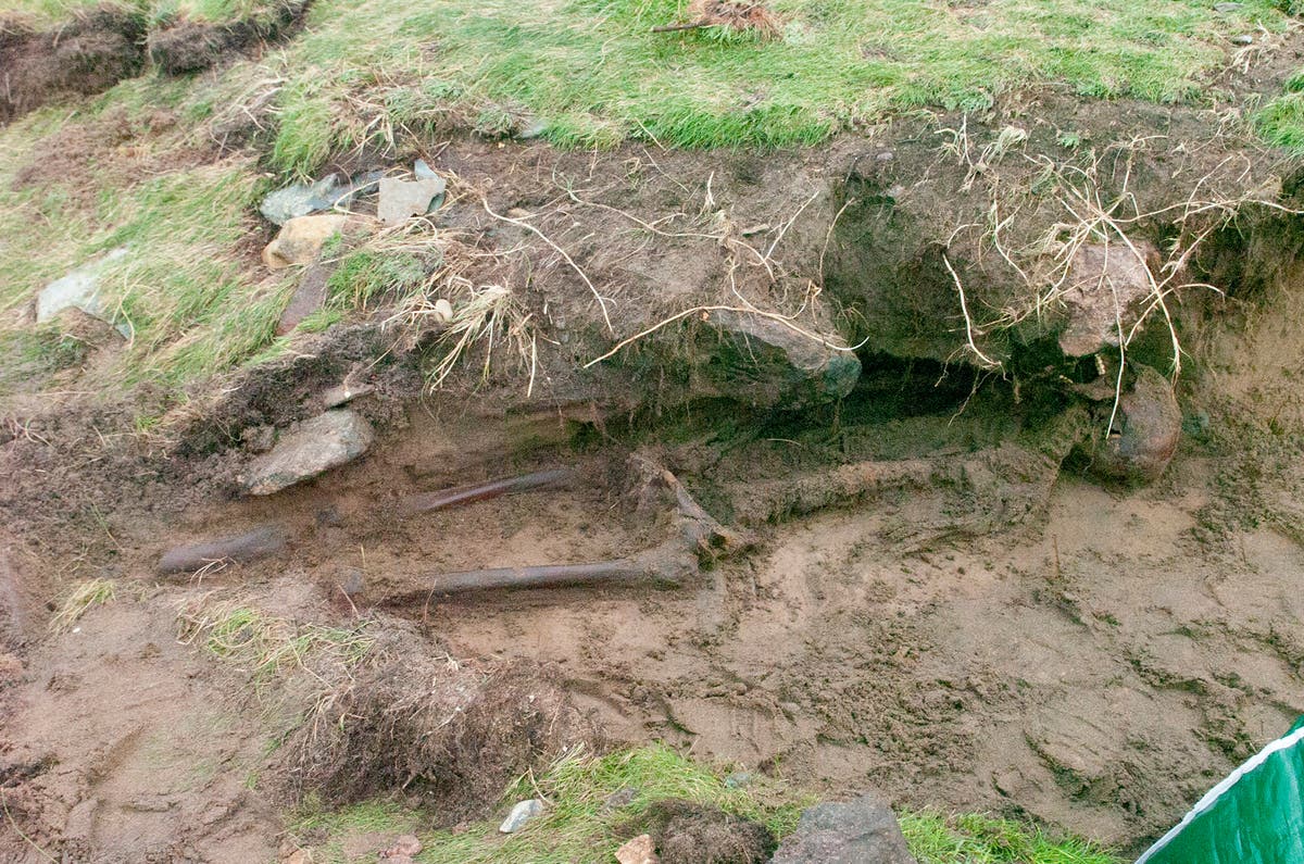 Storm Ophelia unearths ancient skeleton with skin still attached after ...