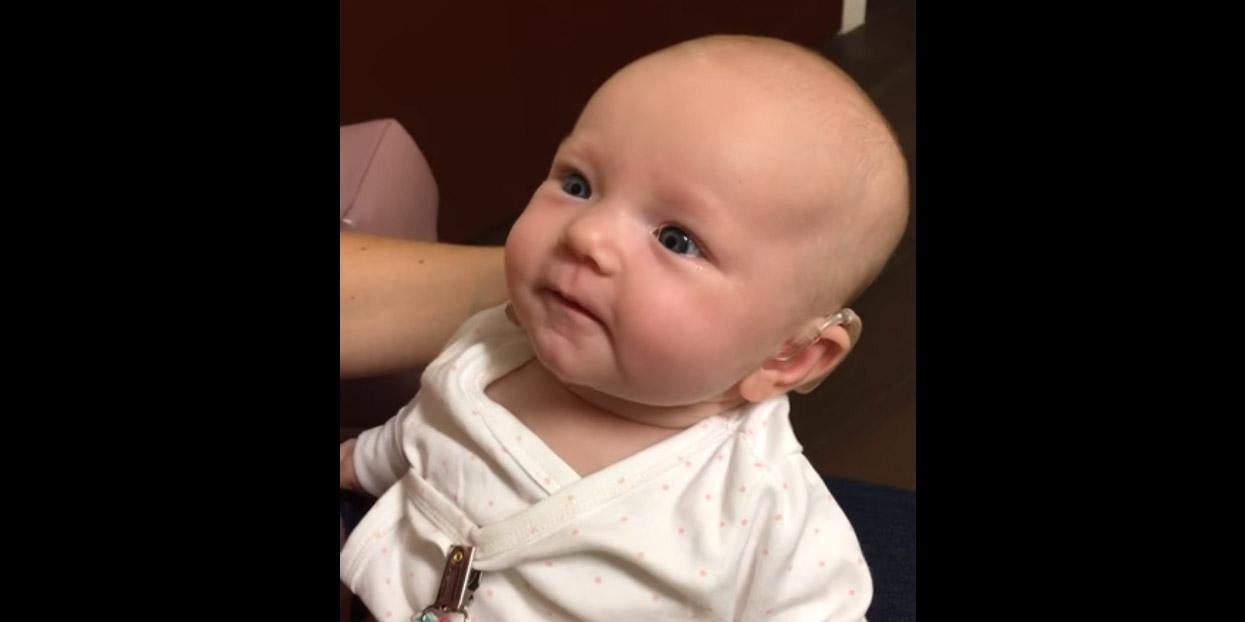 Deaf baby hears her mother for the first time and her reaction is ...