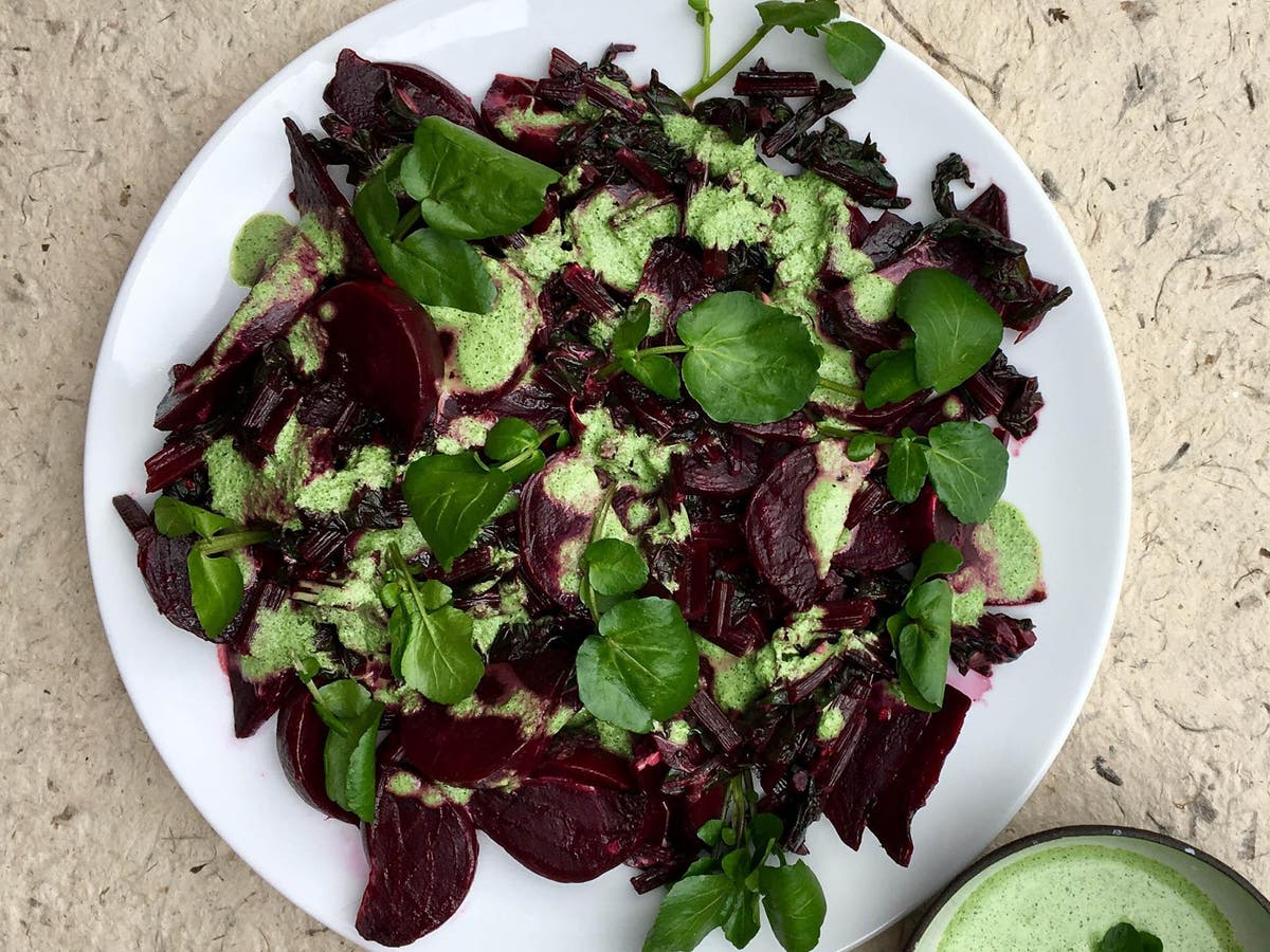 How to make roasted beetroot with beetroot greens and a watercress ...