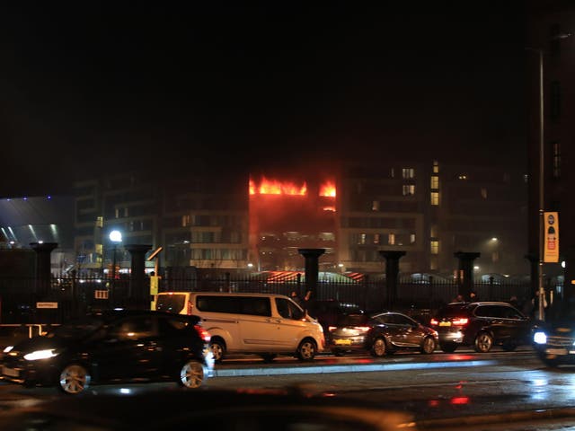 Liverpool fire latest: Flames destroy all vehicles in 1,600-capacity ...