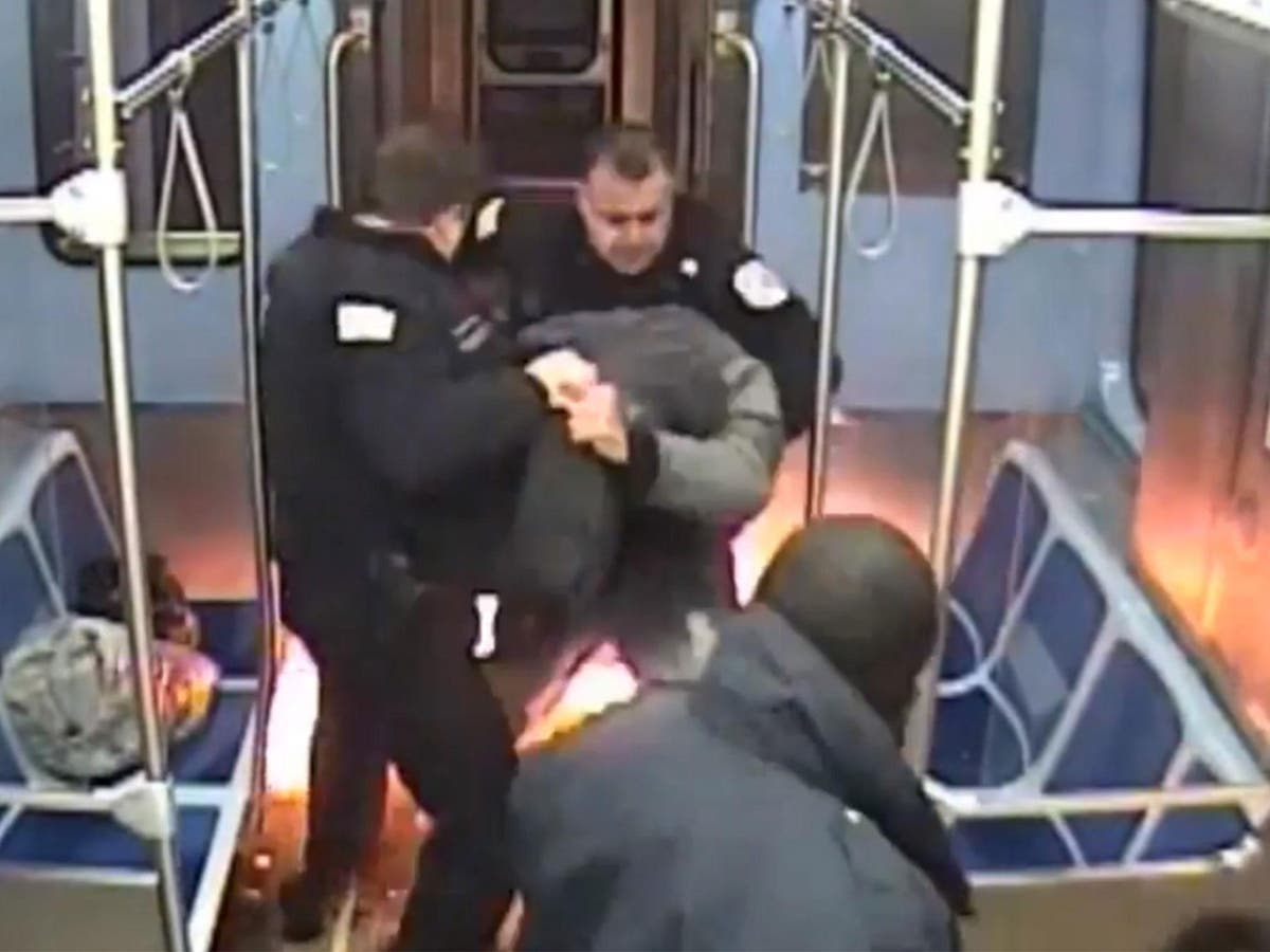 Flames engulf Chicago train carriage as man tries to set himself on ...