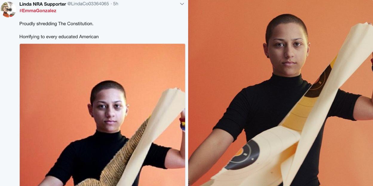 Fake photo of Parkland shooting survivor tearing up US constitution is ...