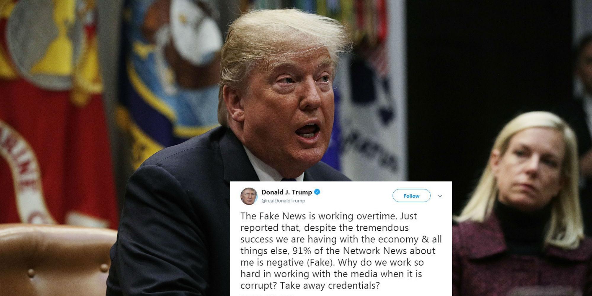 Trump admits that 'fake news' basically means 'negative coverage ...