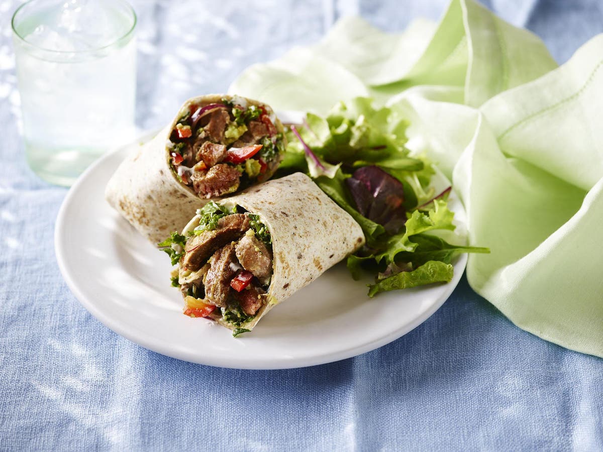 How to make smoky beef wraps with kale, onion and red pepper | The ...