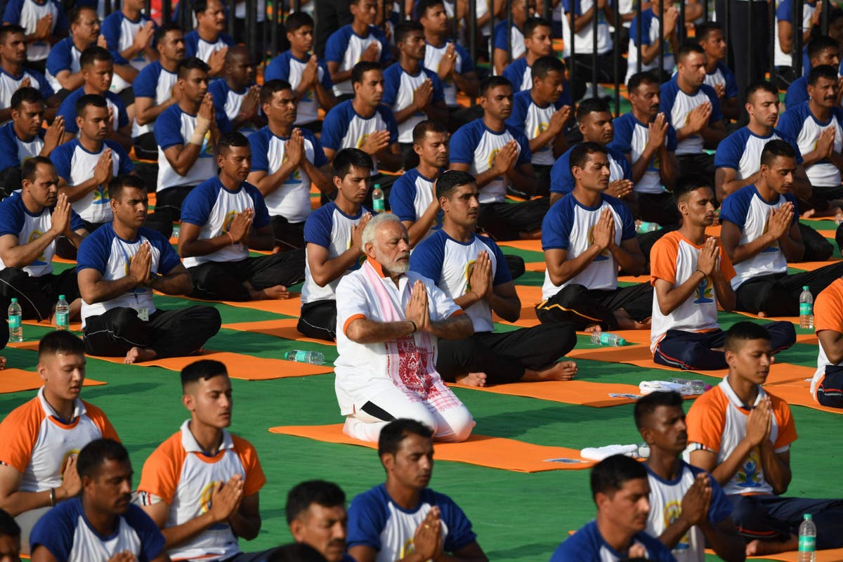 International Day of Yoga: India's Narendra Modi leads 50,000 in dawn ...