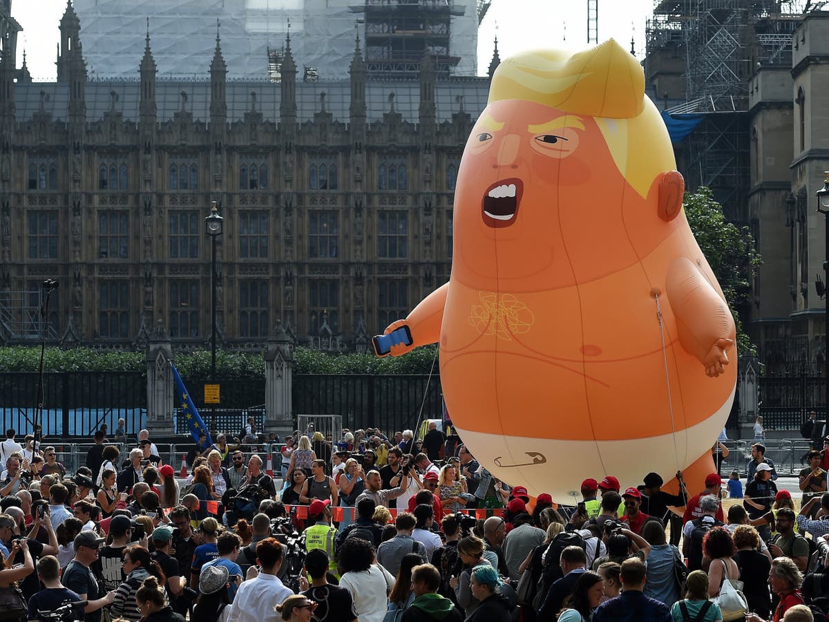 Baby Trump balloons heading to US after protests in Britain depict US ...