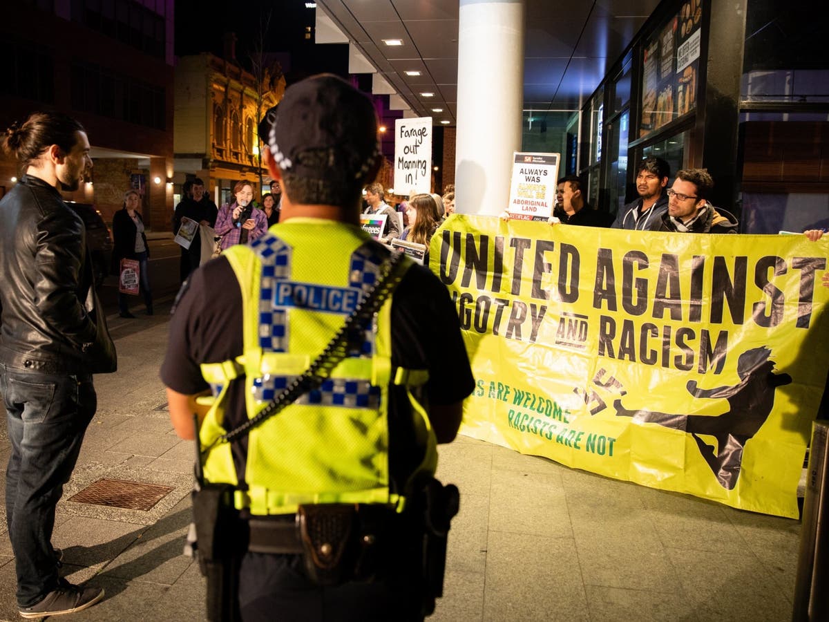 Nigel Farage fans called ‘Nazi scum’ by protesters during Australia and ...