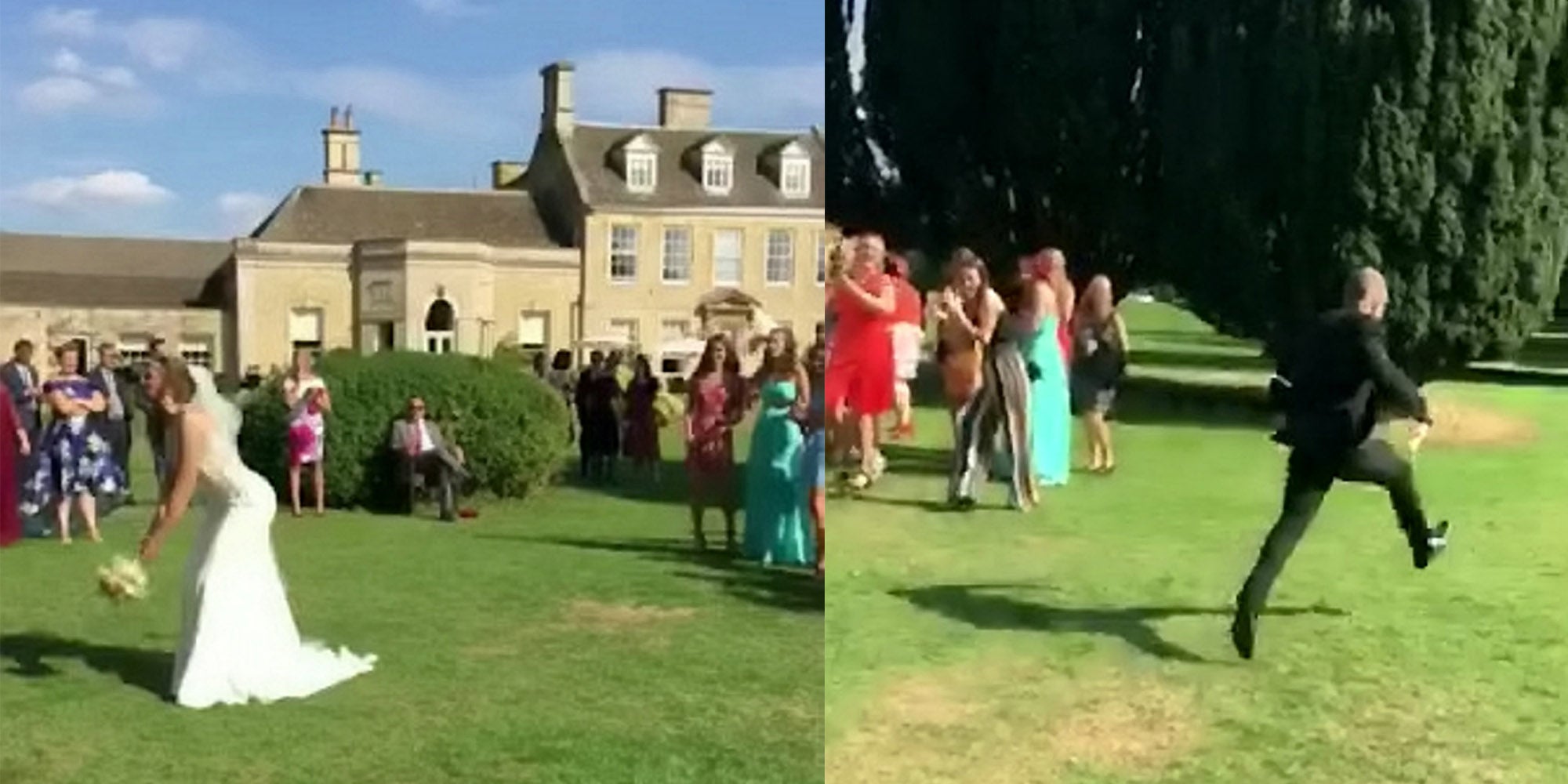 Boyfriend runs for the hills after girlfriend catches the bouquet at ...