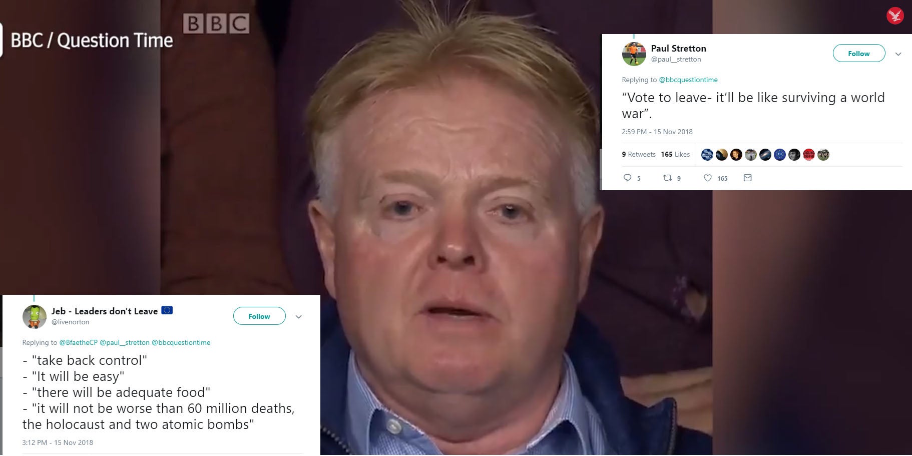 Man on Question Time says no deal Brexit wouldn't be 'as bad' as World ...