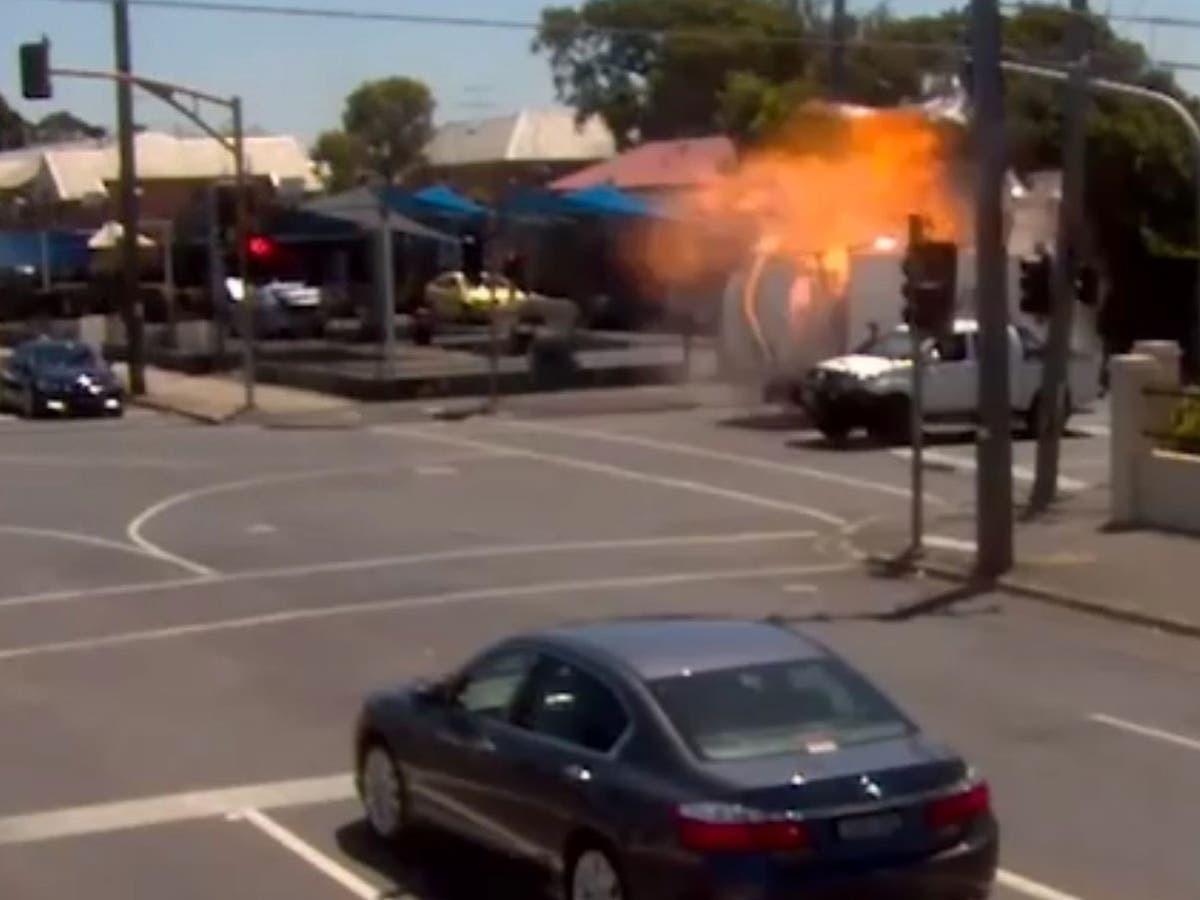 Traffic cameras capture moment truck explodes at Melbourne crossroads ...