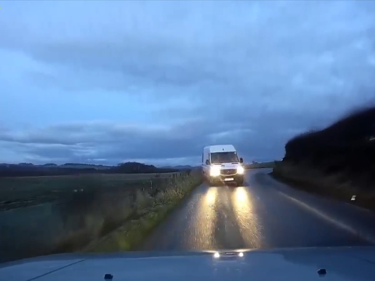 Dashcam video captures moment van hits car head-on after skidding on ...