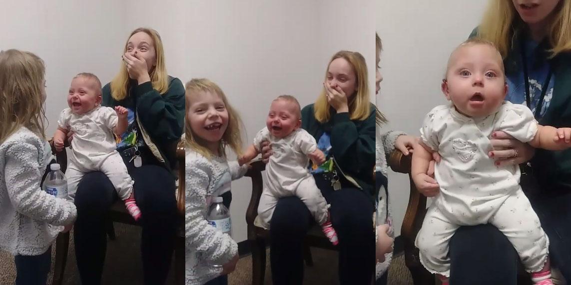Deaf baby hears her sister's voice for the first time and her reaction ...