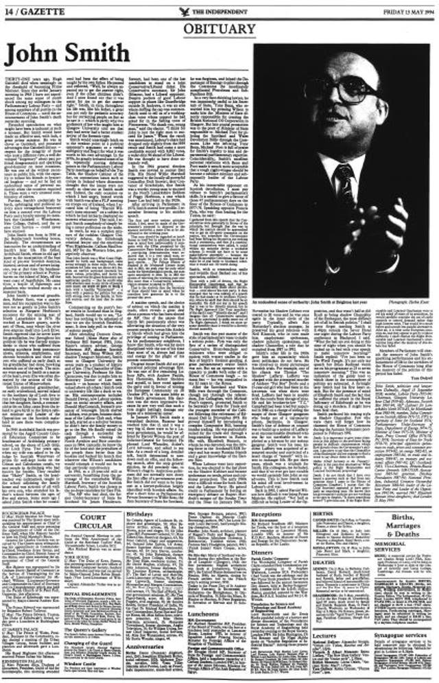 A Life in Focus: John Smith, Labour Party leader, 1992 to 1994 | The ...
