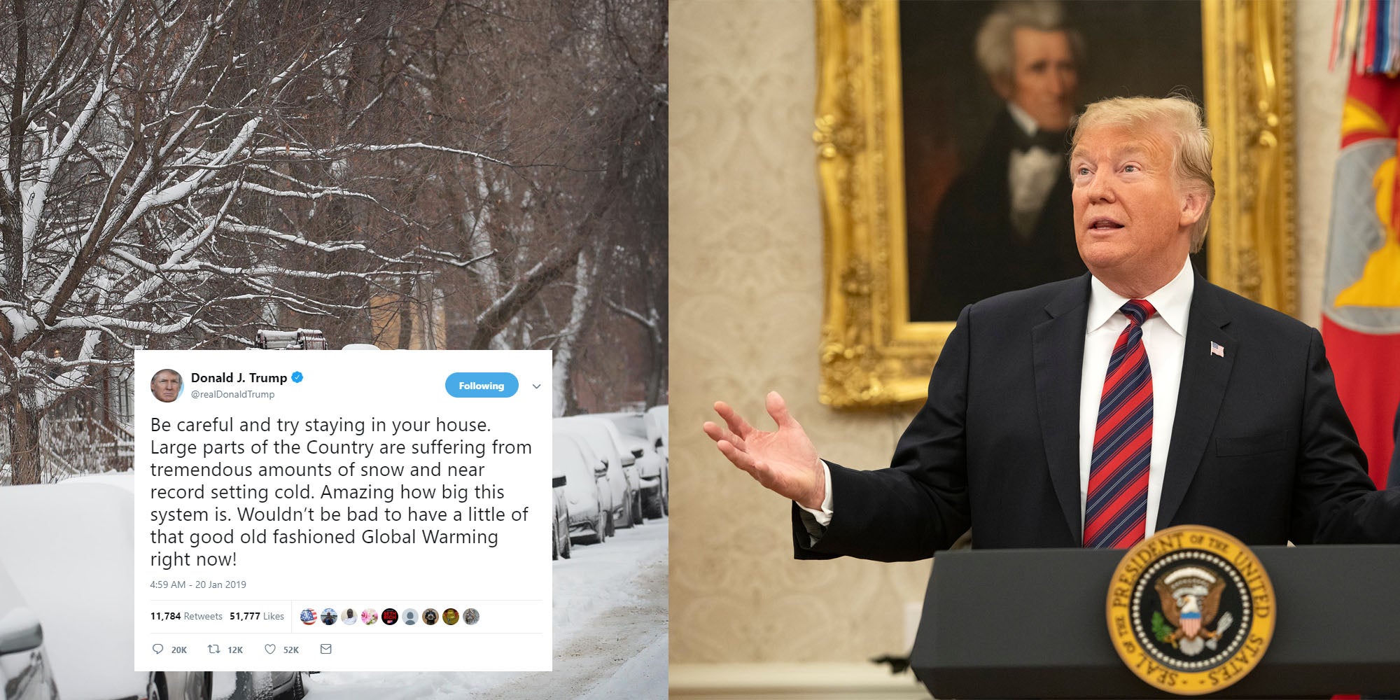 Trump uses upcoming winter storm as a reason to mock global warming ...