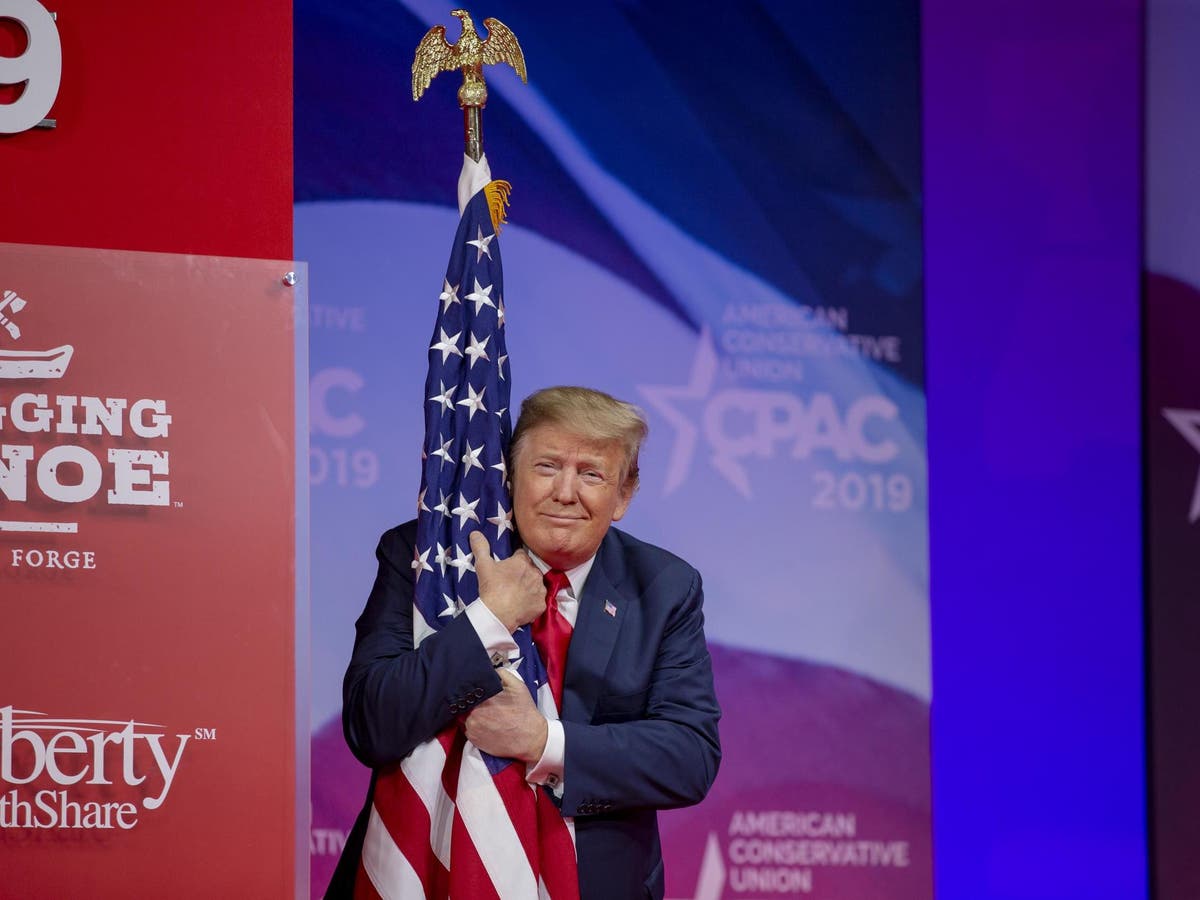 Trump calls Russia investigation ‘bull****’ and hugs American flag in ...