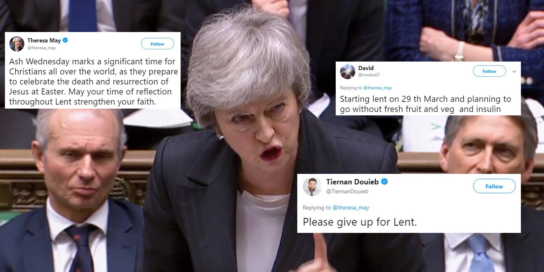 Theresa May tweeted about Lent and people replied with Brexit jokes ...