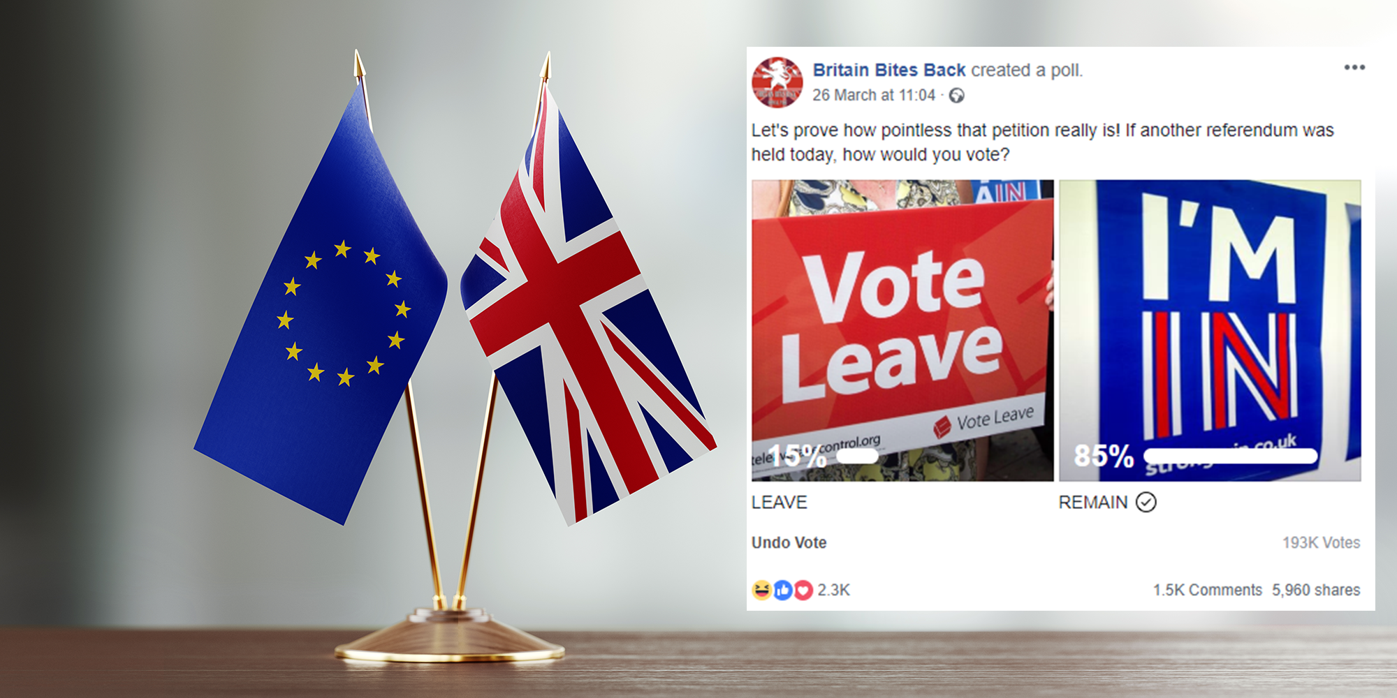 Pro-Brexit Facebook page's poll hilariously backfires | indy100 | indy100