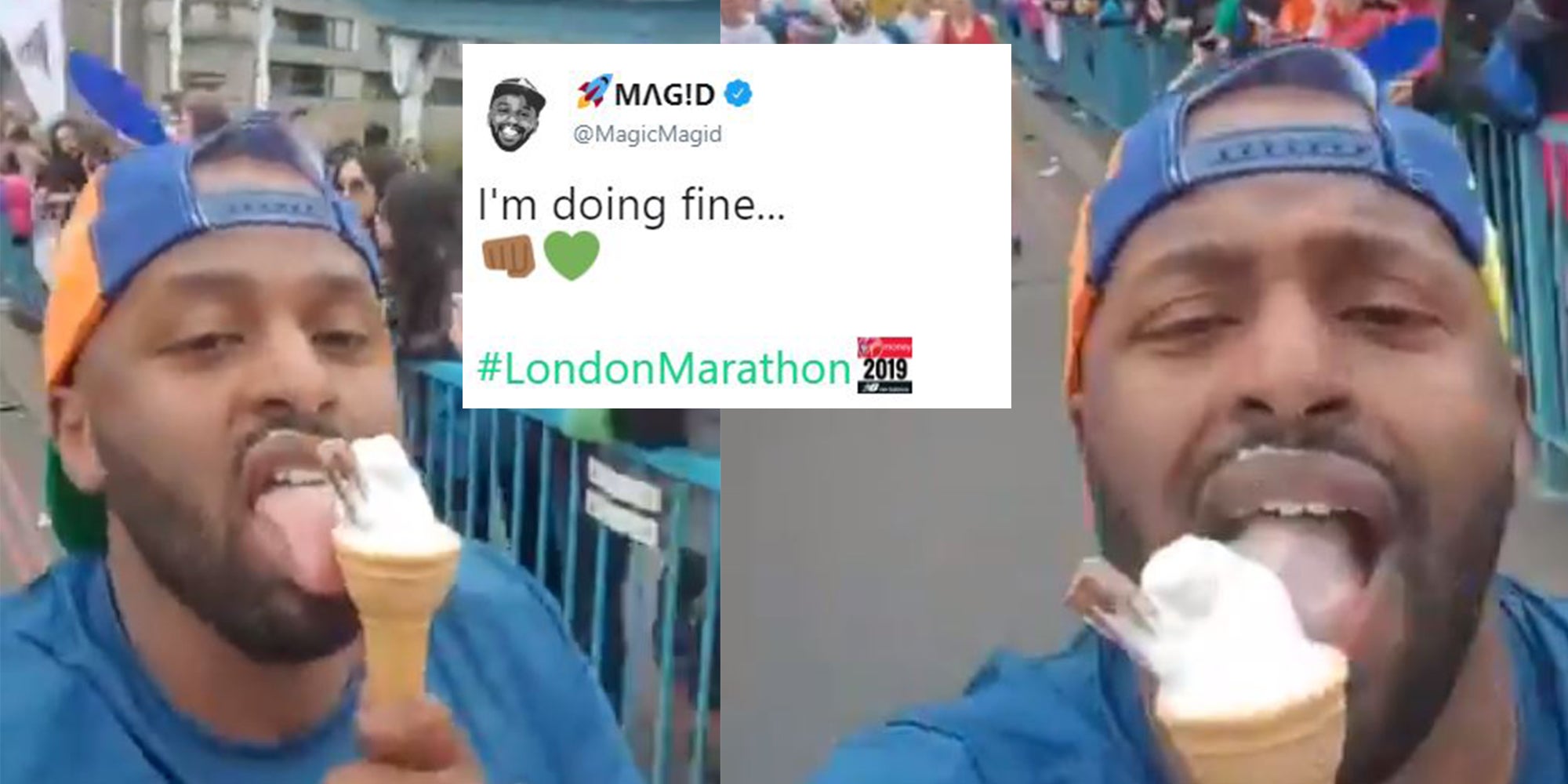 London Marathon: Lord mayor of Sheffield hilariously eats ice whilst ...