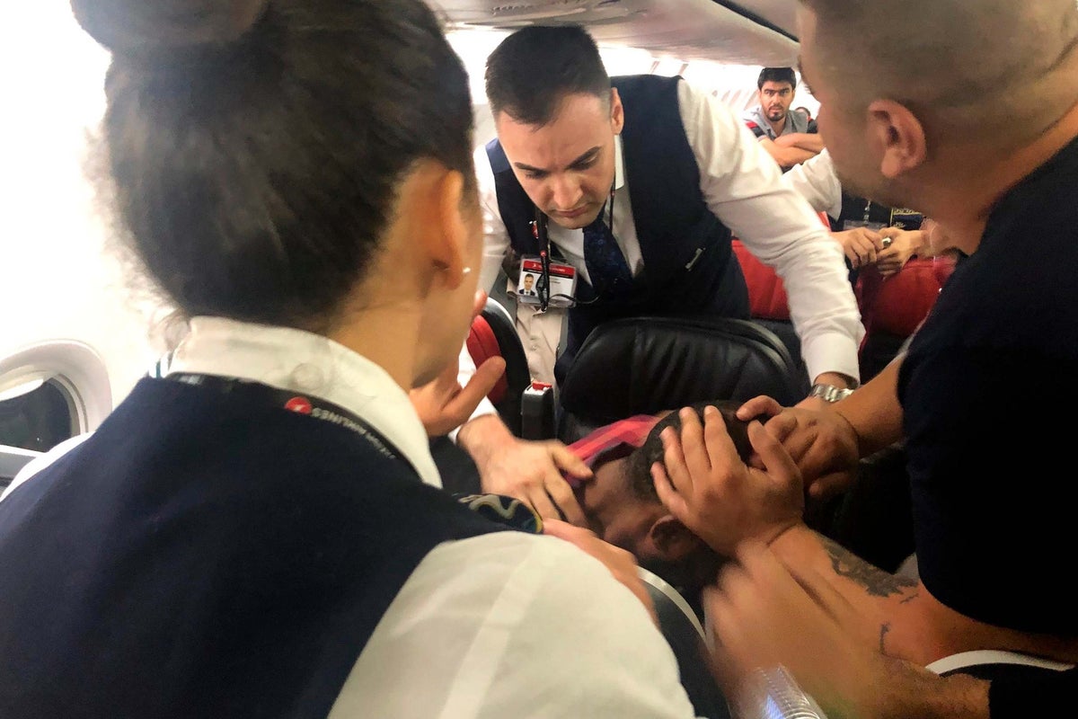 Turkish Airlines passengers subdue man who screamed and rushed towards ...