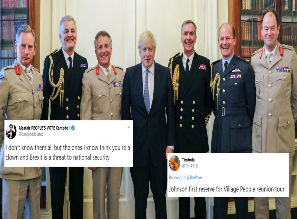 Boris Johnson posed with military chiefs: cue the jokes | indy100 | indy100