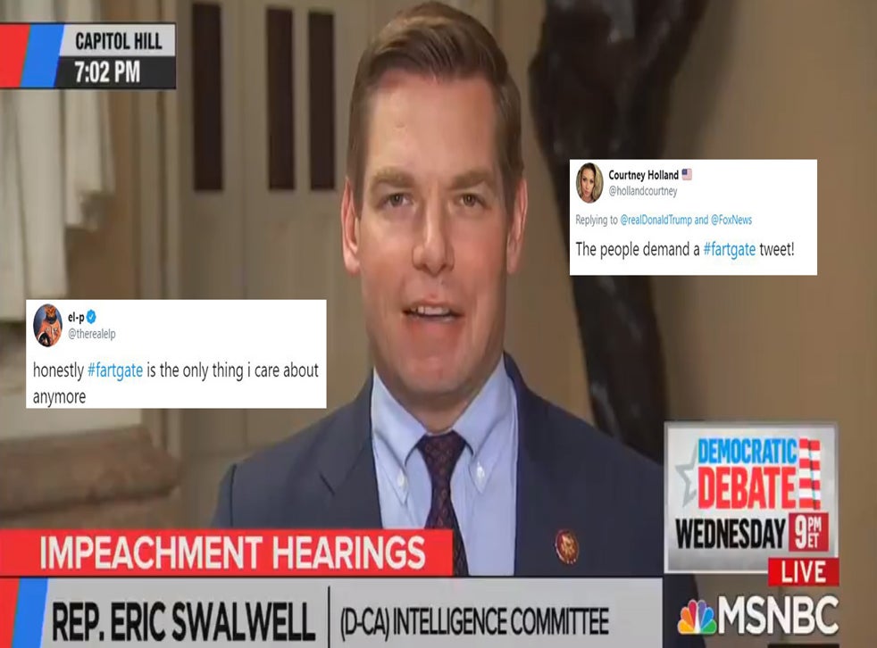 Congressman Eric Swalwell forced to deny that he farted on live ...