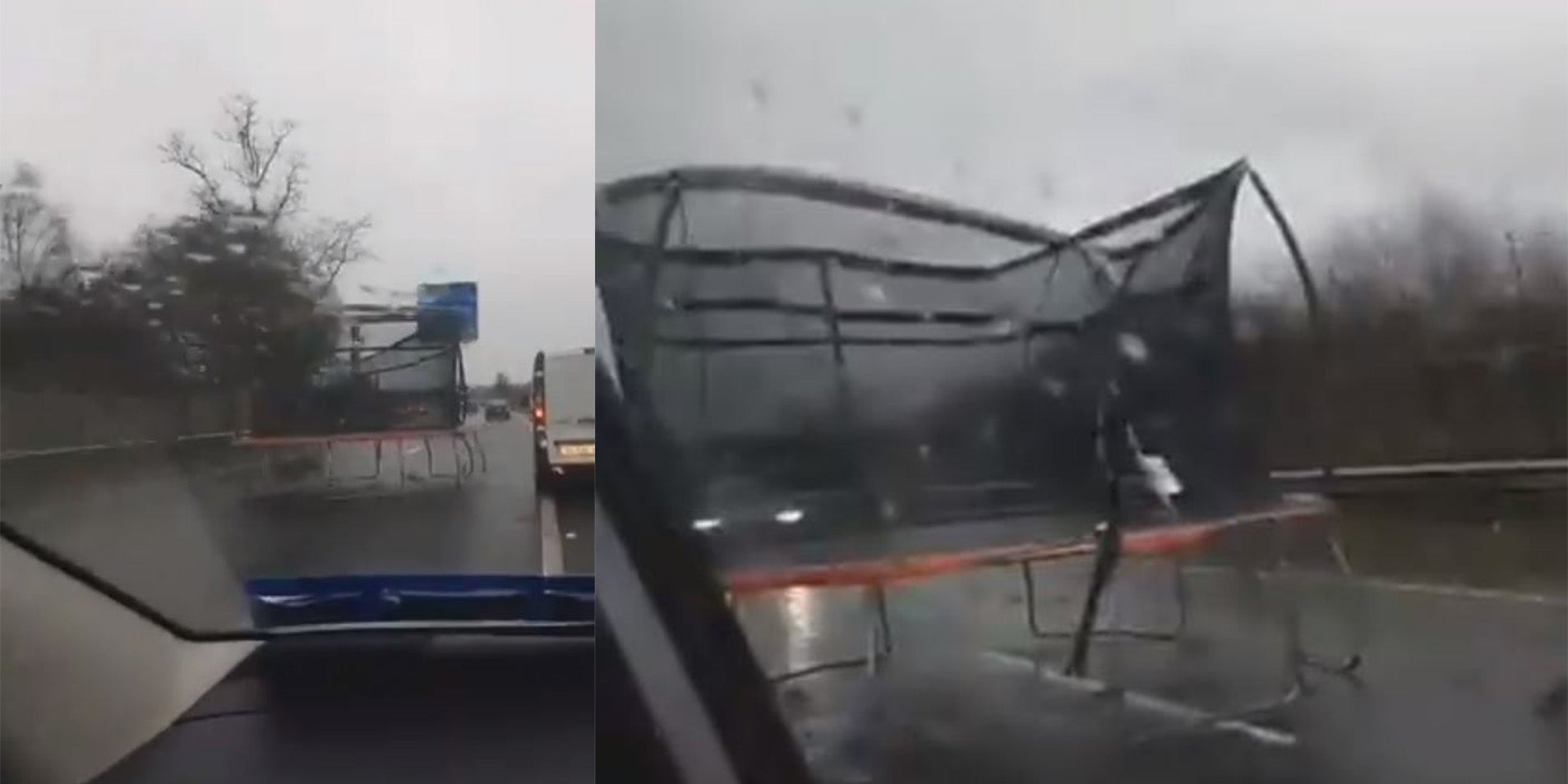 Storm Brendan: Trampoline blown onto M7 motorway in Limerick, Ireland ...
