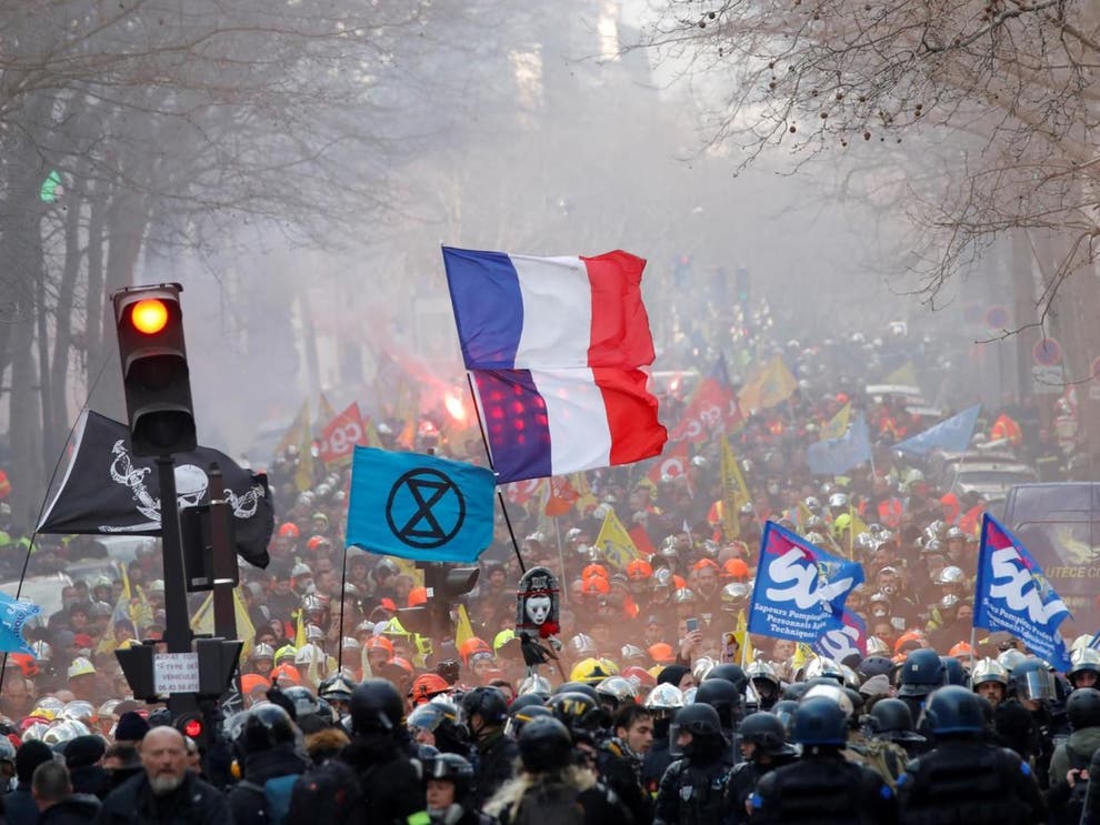French police clash with firefighters on Paris streets as protests turn ...