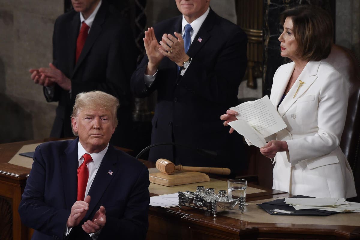 State of the Union: Pelosi rips up Trump’s speech behind him after he ...