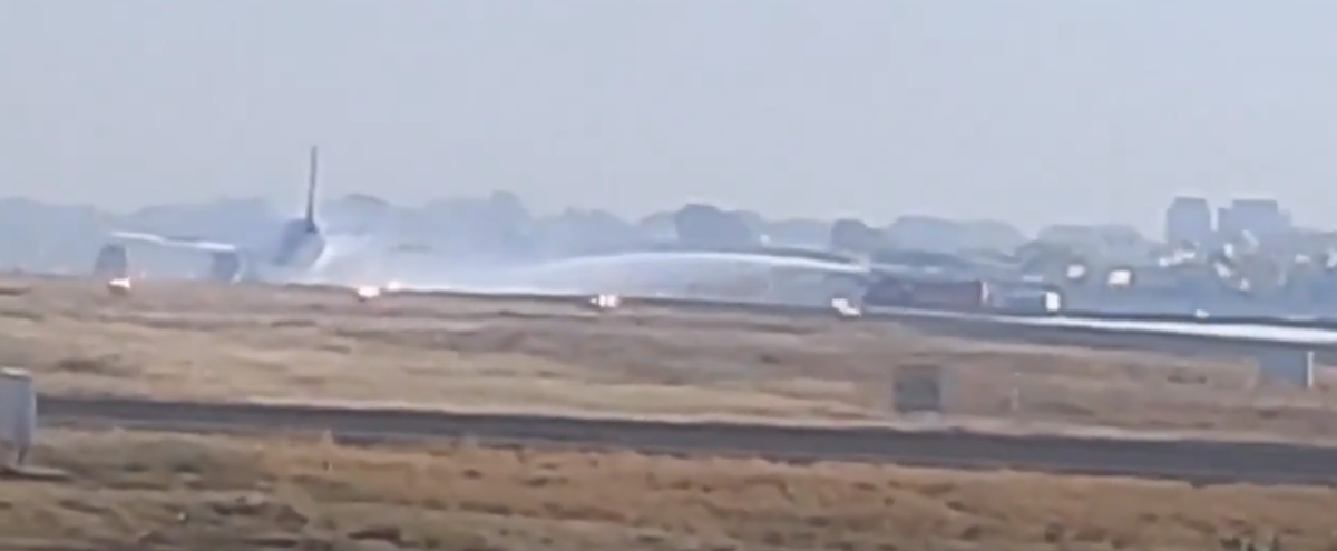 Plane engine catches fire before take-off | The Independent | The ...