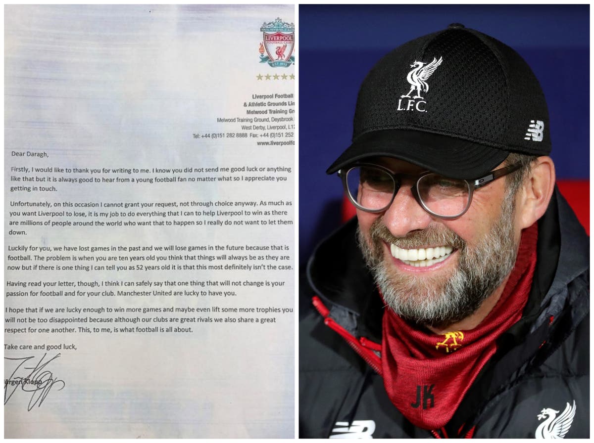 Jurgen Klopp writes letter to Man Utd fan who told him ‘Liverpool are ...