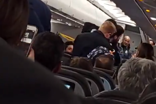 Passenger tries to open plane door during flight before being forced to ...