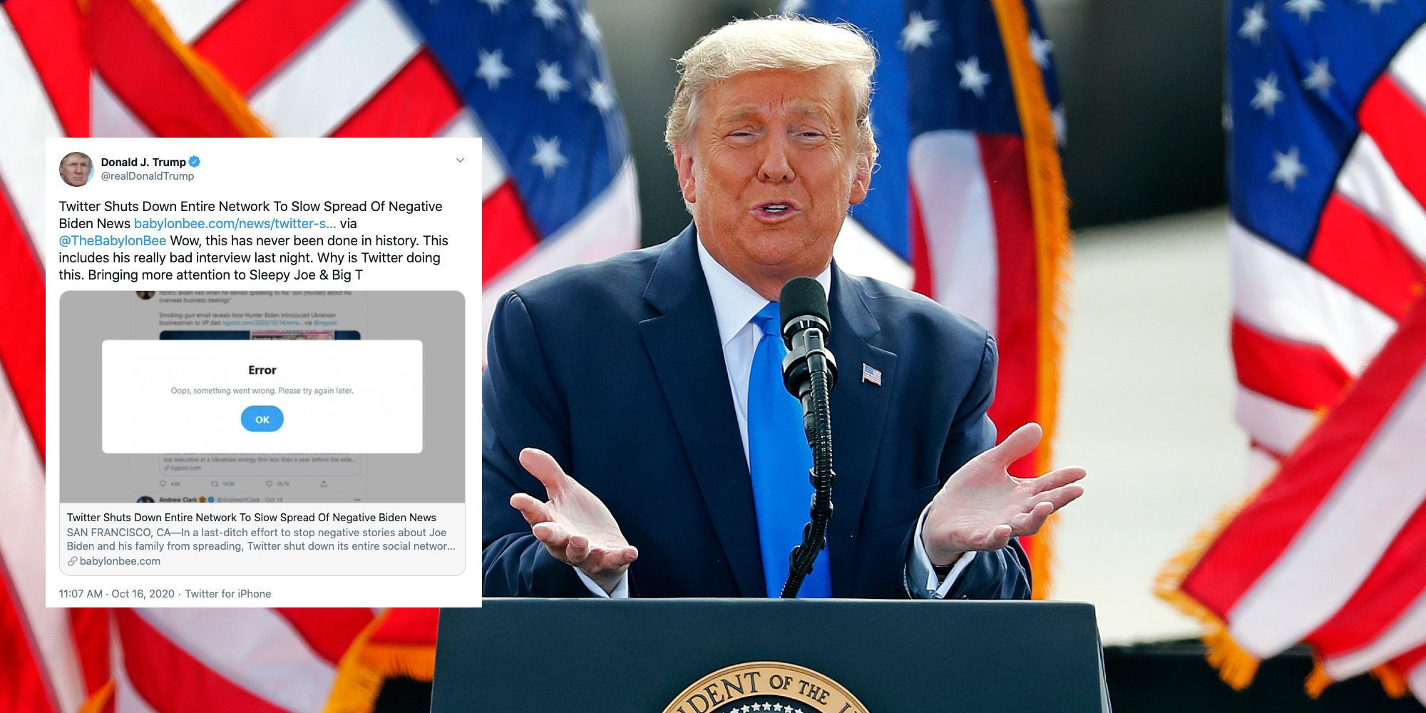 Trump shares article from satire website about Biden | indy100 | indy100